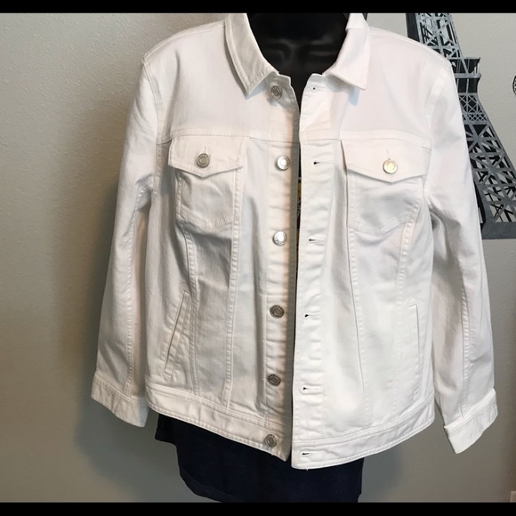 Talbots | Jackets & Coats | Talbots White Classic Jean Jacket Size Xlp ...